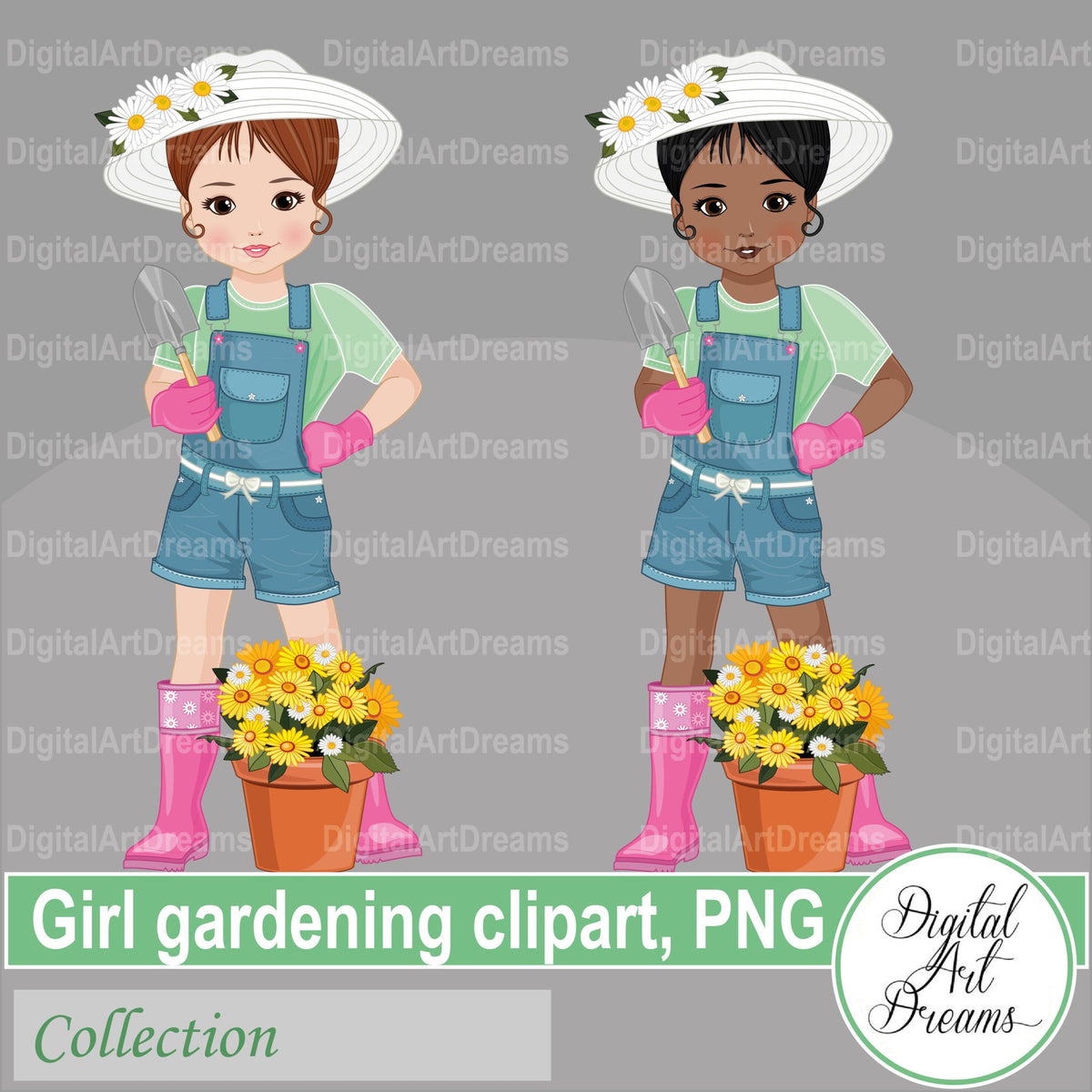 Little Girl Planting Flowers Clipart | Gardening Clipart | PNG Images ...