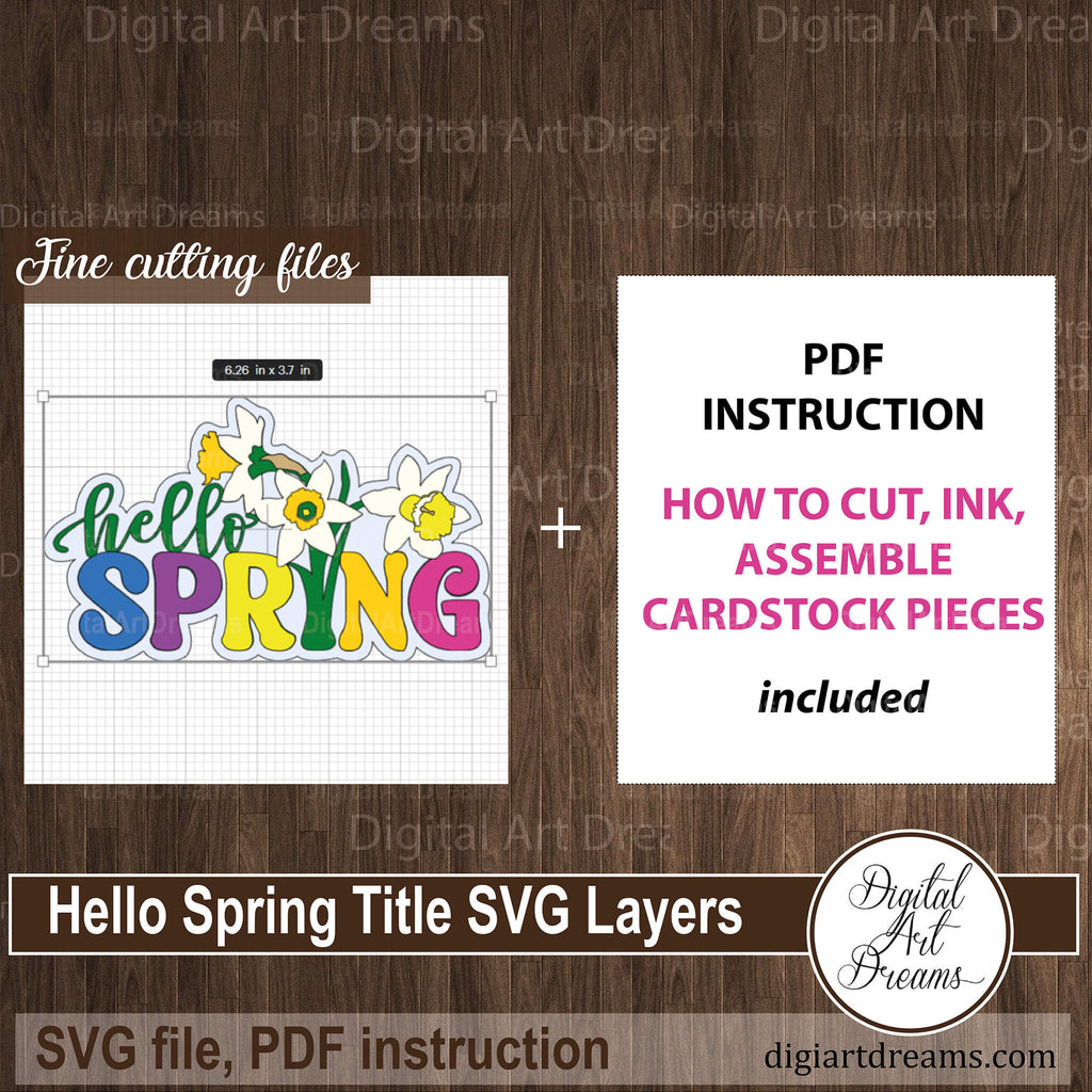 Hello Spring Daffodils Scrapbook Titles | SVG Layers – Digital Art Dreams