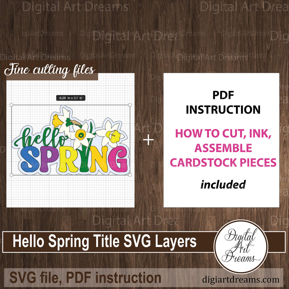 Hello Spring Daffodils Scrapbook Titles | SVG Layers – Digital Art Dreams