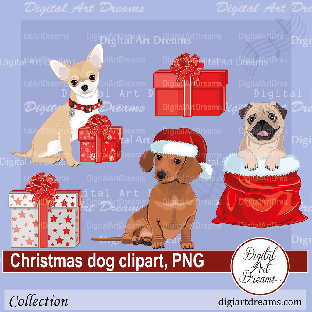 Christmas Dog Clipart Images for Pets Lovers – Digital Art Dreams