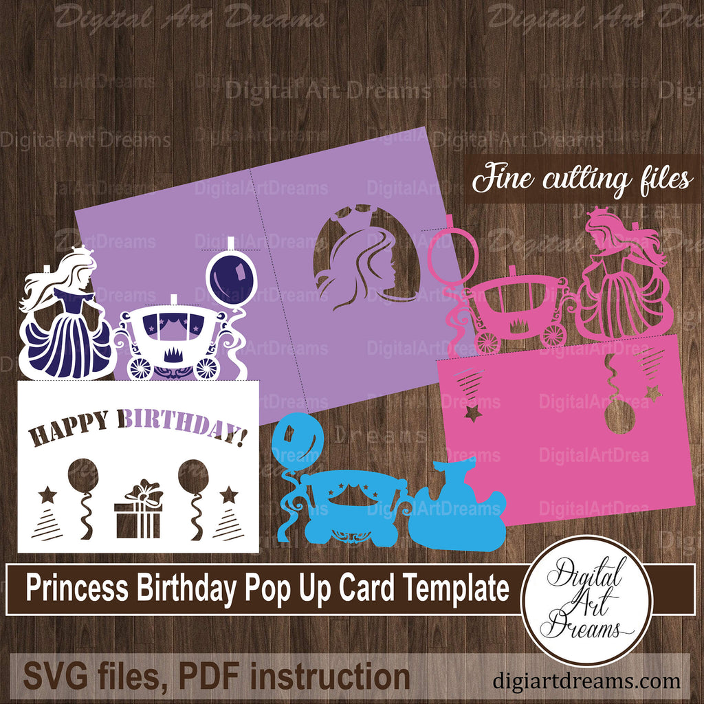 Princess Pop Up Card Template SVG | Birthday DIY Cricut Project ...