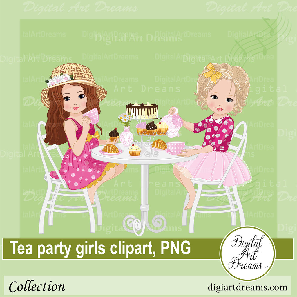 Cute Tea Party Clipart Images png for Scrapbooking, Cards – Digital Art ...