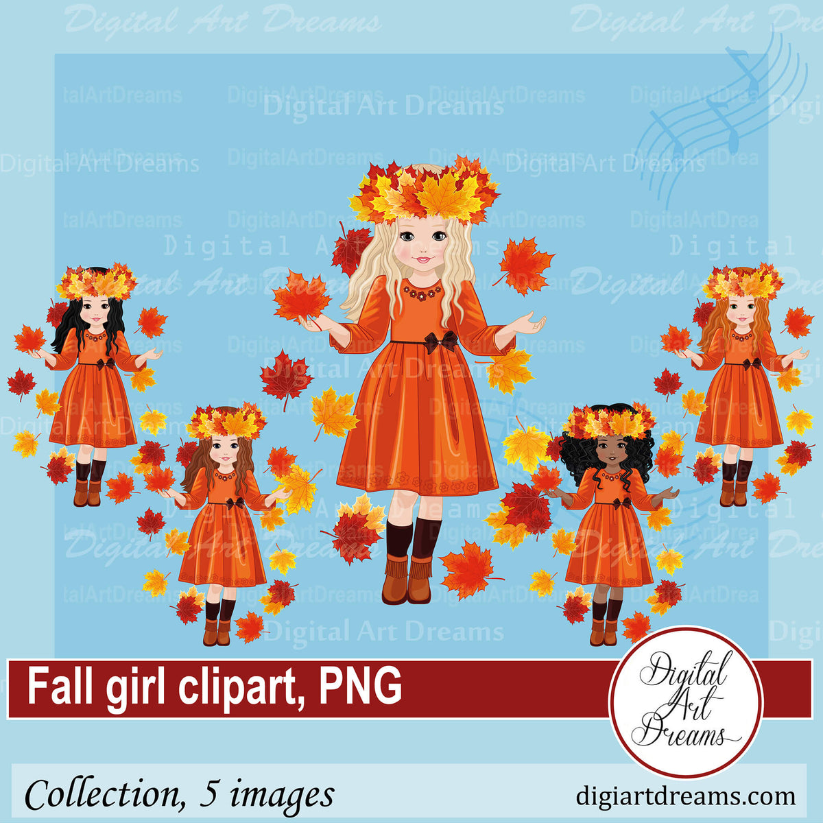 Fall Girl Clipart | Cute Characters | Digital Art Dreams